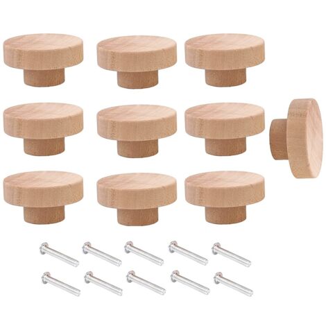 10 Pomelli Rotondi per Cassetti nel Legno Non Finiti 50 Mm di Diametro ...