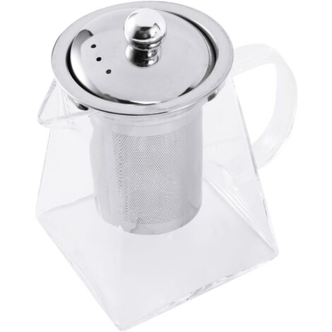 Teiera quadrata in vetro con infusore, colino in borosilicato da 550 ml ...