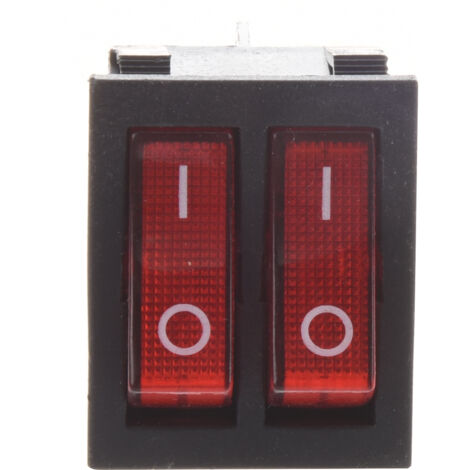 Red Light Illuminated 6 Pin Dual SPST ON/OFF Boat Rocker Switch AC 15A ...