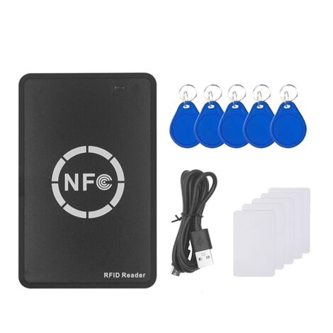 Lettore di chip intelligenti RFID NFC + duplicatore di carte 5XUID + portachiavi CUID
