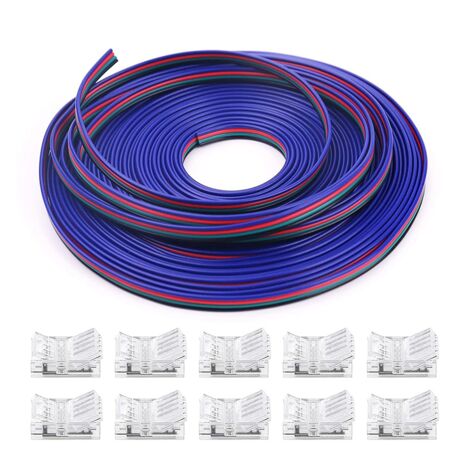 Cavo LED RGB da 16,4 piedi, 22 AWG, 4 pin, con connettore a striscia ...