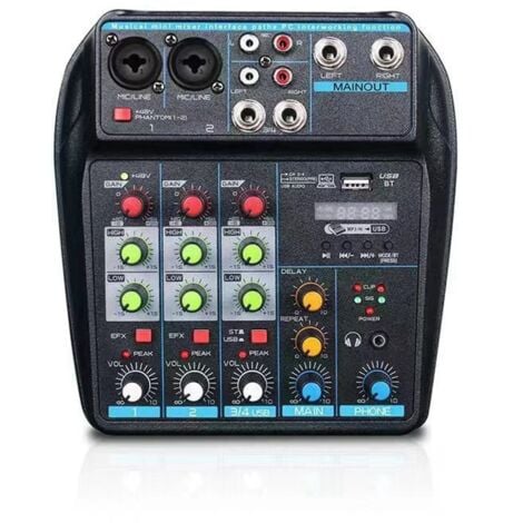 Console Mixer Audio USB Professionale A 4 Canali con Bluetooth, Capacità di Registrazione per DJ ...