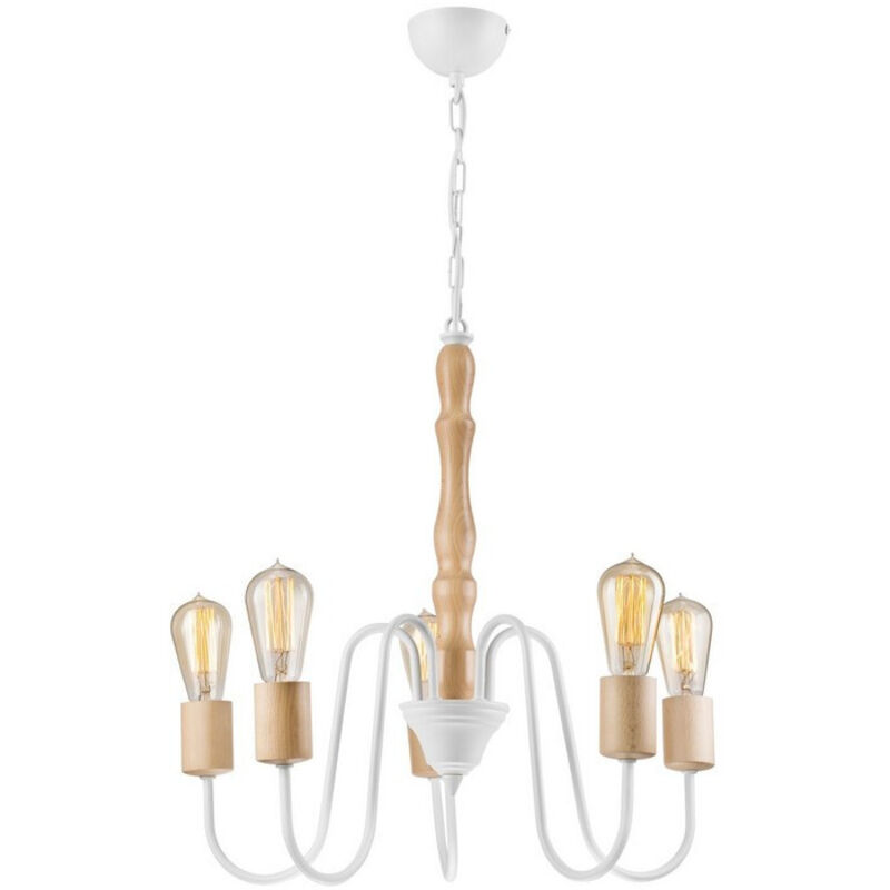 Lamkur Norah Industrial Mehrarm-Pendel-Deckenleuchte Weiß, 5x E27