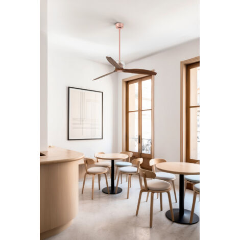 Faro Deco Mittlerer Deckenventilator mit 3 Flügeln, Kupfer, Walnuss, Wiz Smart System