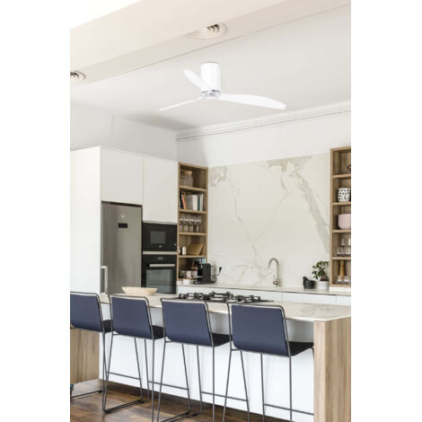 Faro Mini Tube Mittlerer Deckenventilator mit 3 Flügeln, Hochglanzweiß ...