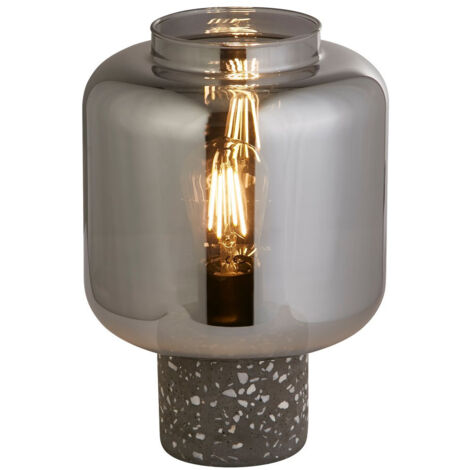 Searchlight Vessel Tischlampe mit Terrazzosockel und Glasschirm