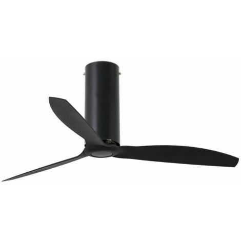 Faro Tube - Ventilatore da soffitto nero opaco 3 Pale con motore DC