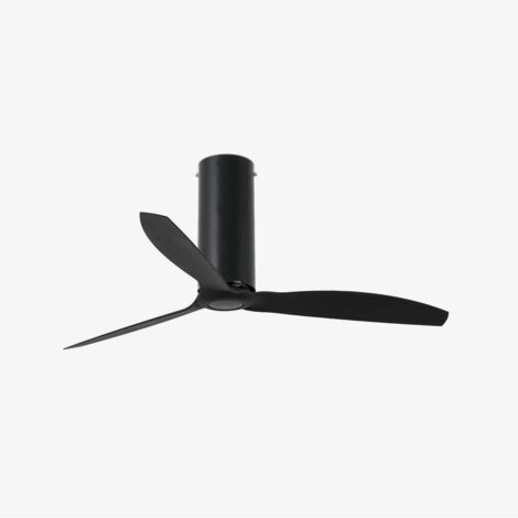 Faro Tube - Ventilatore da soffitto nero opaco 3 Pale con motore DC