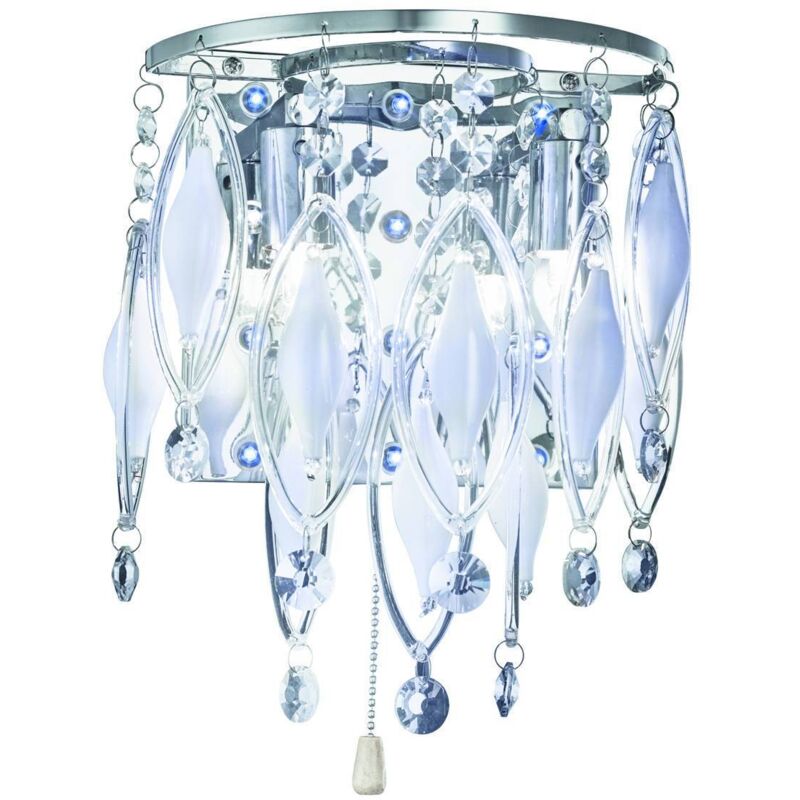 Searchlight Spindle LED 2 ljus inomhus glasvgglampa krom, G9