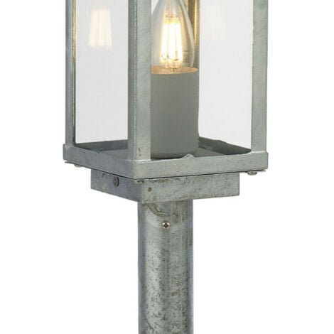 Box II Poste exterior de 500 mm, plata y vidrio transparente, IP44