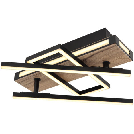 Lámpara de techo LED semiempotrada integrada, color negro mate, con ...
