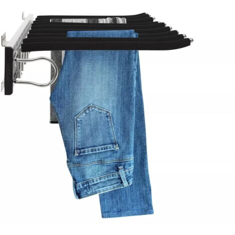 Wardrobe Sliding Trouser Left Side Hangers 9 Rods Double Row Slide Rail ...