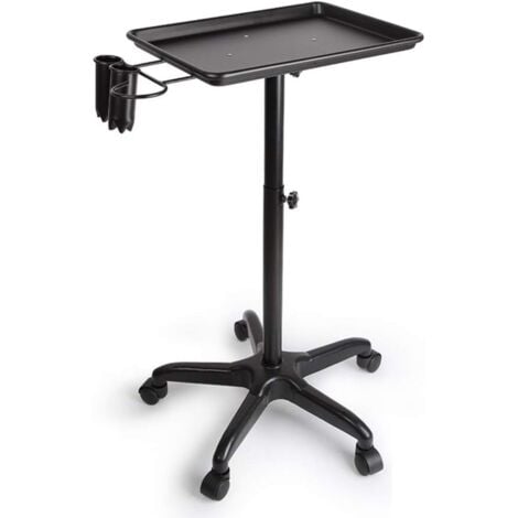 Salon Tray Beauty Rolling Cart with 2 Cups and 1 Metal Loop Metal Trolley Hairdressing Tool ...