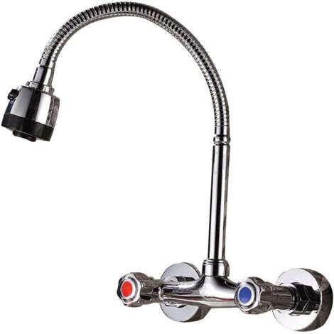 Adjustable Kitchen Faucet Wall Mounted Two Handle Chrome High Pressure ...