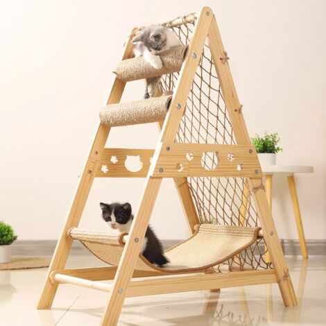 Triangle Cat Climbing Frame Solid Wood Cat Climbing Frame Cat Tree ...