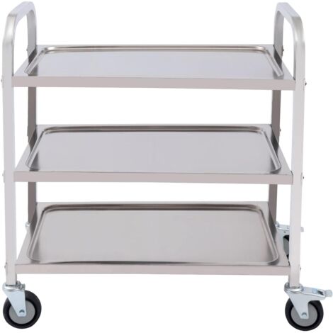 3Tier Storage Trolley, Stainless Steel Service Trolley With Wheels ...