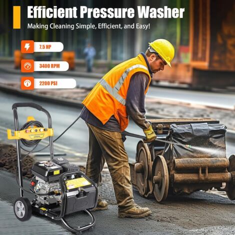 7.5HP Petrol Pressure Washer Engine Power Jet Cleaner High Power Garden ...