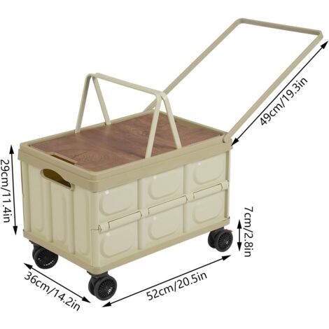 Box Trolley on Wheels Foldable, Plastic Crate with Wheels, Large ...