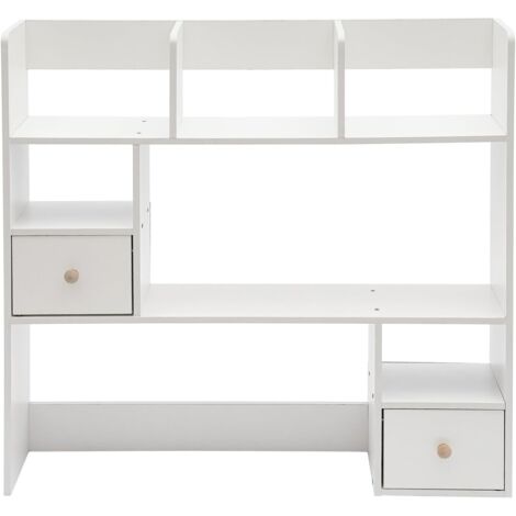 Desktop Bookcase Bookshelf Desk Hutch, 3-Tier Multipurpose Countertop Display Shelf, Desktop ...