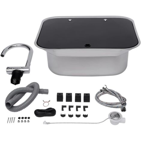 Folding RV Sink & Faucet Combo W/Lid, Bar Kitchen Sink 41 x 36.5 x 16cm ...