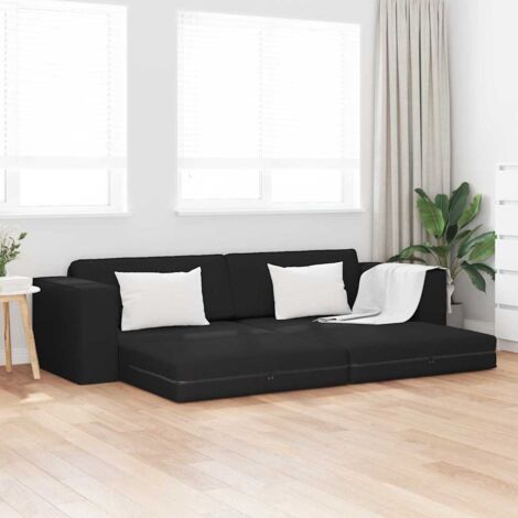 vidaXL Floor Sofa Bed 2-in-1 Black 245x150x60.5 cm Fabric