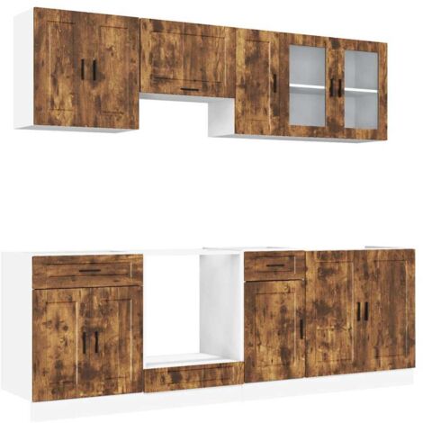 vidaXL 8 Piece Kitchen Cabinet Set Porto Smoked Oak Engineered Wood