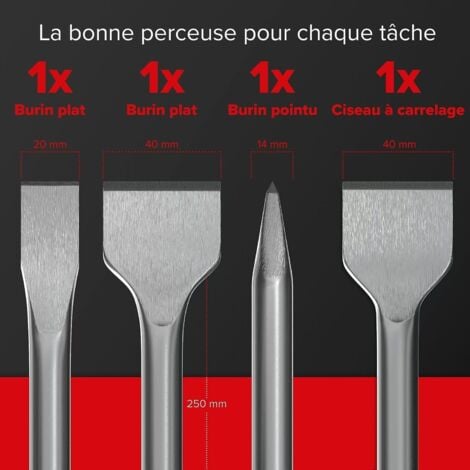Ensemble de burins SDS Plus – Ensemble de quatre avec burin à carrelage ...