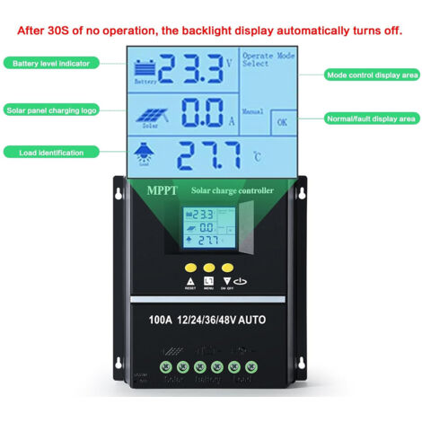 Contrôleur de Charge solaire MPPT 100A – Double Port USB – Écran LCD ...