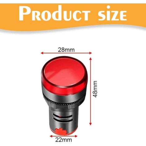 10Pcs 22mm Indicateur Lumineux 220-380VAC LED Montage sur Panneau ...