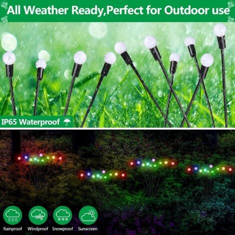 Lampes solaires d'extérieur, 4 pièces, 10 LED, lucioles, pour jardin, balcon, décoration de ...