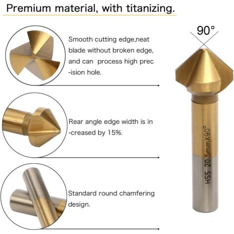 HSS coniques fraisés Foret à Chanfreiner 6 PCS 90 ° revêtements en à ...
