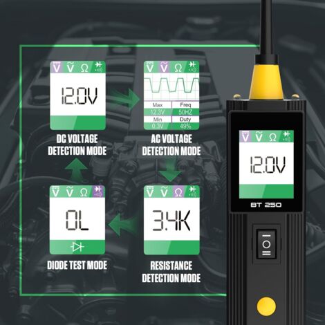 Testeur de tension automobile BT250 12 V/24 V, testeur de tension ...