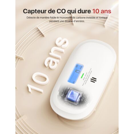 X-Sense D¨tecteur de Monoxyde de Carbone, D¨tecteur de CO ¨¤ Pile Remplaable avec Affichage Num ...