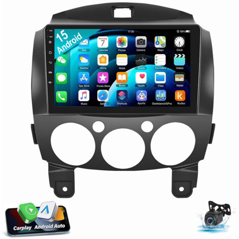 Autoradio Android 15 Carplay RDS Bluetooth GPS Navi WIFI pour Mazda 2 ...