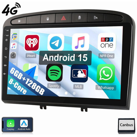 8 cœurs Android 15 pour Peugeot 308 408 2007-2013 Autoradio CarPlay GPS ...