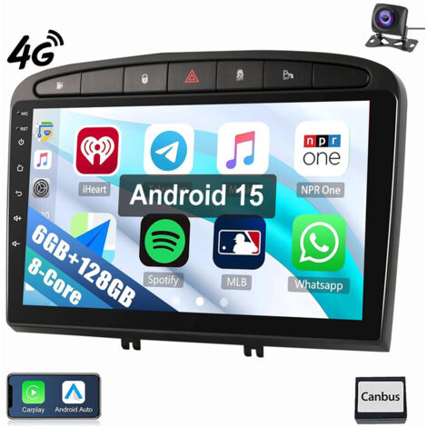 8 cœurs Android 15 pour Peugeot 308 408 2007-2013 Autoradio CarPlay GPS ...