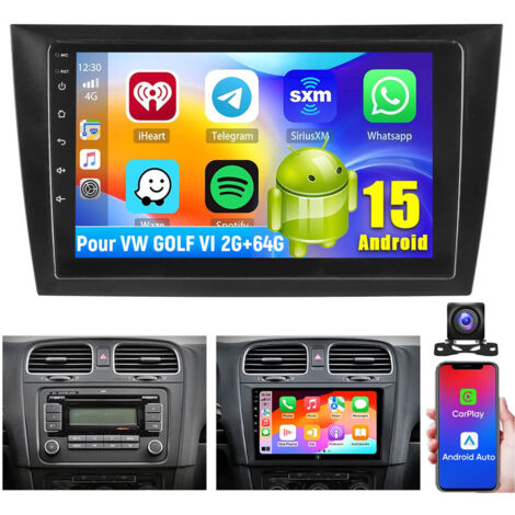 Autoradio Android 15 4+64G avec CarPlay, RDS, GPS, Wi-Fi et Bluetooth ...