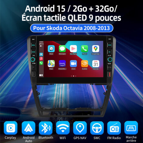 Autoradio GPS Skoda Octavia 2 Android 15 Carplay ecran Type-C 2+32G ...