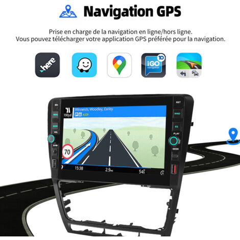 Autoradio GPS Skoda Octavia 2 Android 15 Carplay ecran Type-C 2+32G ...
