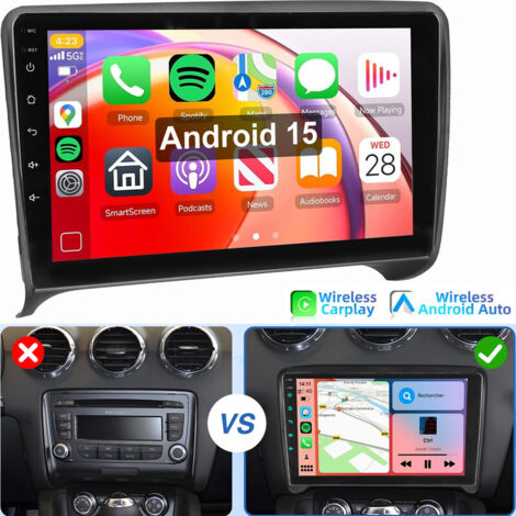 Autoradio Android 15 avec CarPlay, GPS, RDS et Bluetooth pour Audi TT ...