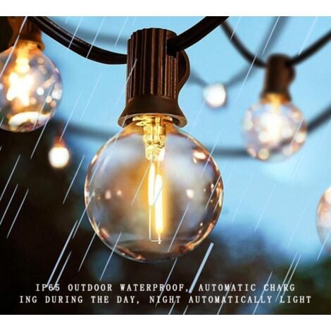 Luci solari da esterno impermeabili IP65, 25 lampadine LED G40 infrangibili di ricambio e luci a ...
