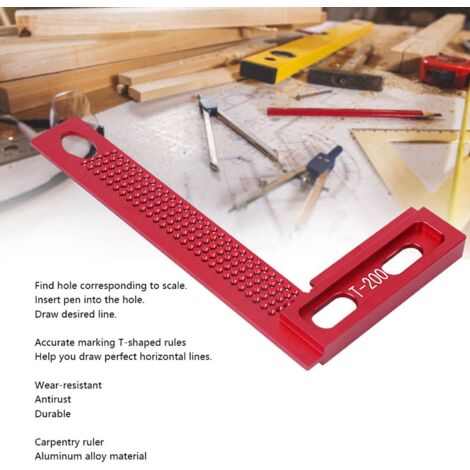 Regla y regla, regla perforada de 90 grados, aleación de aluminio ...