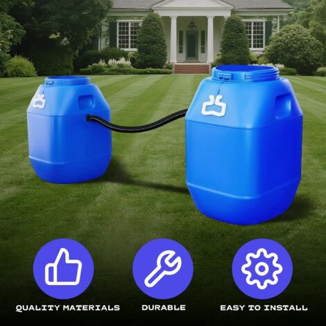 Depósito de rebose, conexión para recogida de agua de lluvia, conexión ...