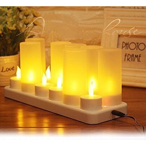Juego de 12 velas LED recargables, velas eléctricas LED intermitentes ...