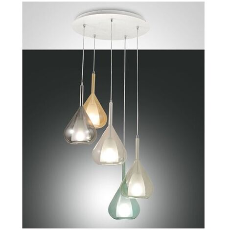 Lila LED-Hängeleuchter aus Metall und Borosilikatglas 3481-49-362 Fabas ...