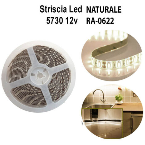 RUBAN LED 5730 5M ADHÉSIF IP65 12V BLANC NATUREL 4000K LUMIÈRES RA-0622