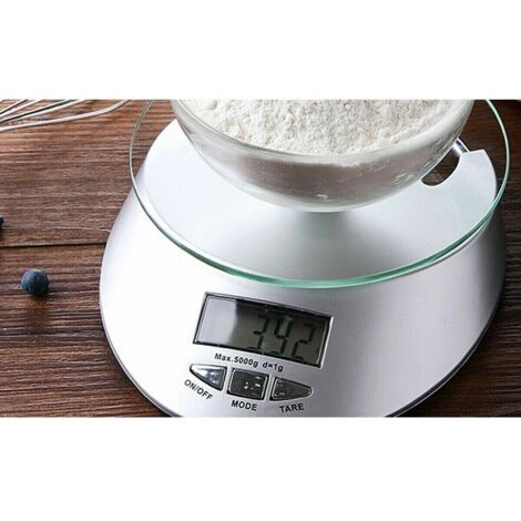 BALANCE DE CUISINE NUMÉRIQUE AVEC ÉCRAN LCD, PLATEAU EN VERRE, FONCTION TARE, CAPACITÉ DE 5 KG, B03