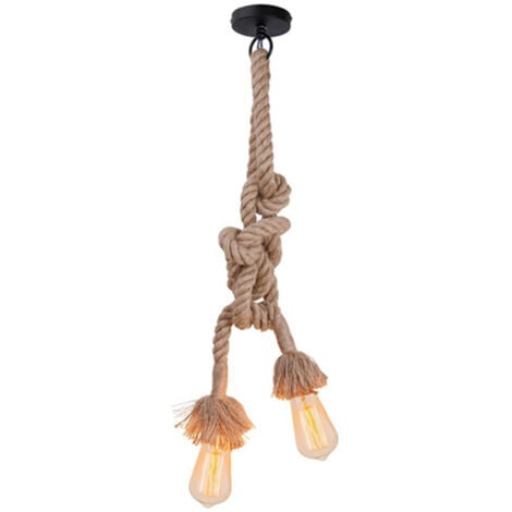 DOUILLE DE LAMPE PLAFOND LUSTRE DOUBLE CORDE E27 EDISON SUSPENSION NŒUD ...
