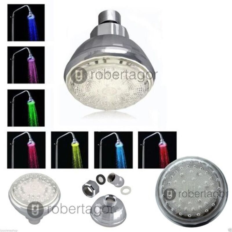 MINI DUCHA MEZCLADOR BAÑO LED RGB CROMOTERAPIA MULTICOLOR 7 COLORES