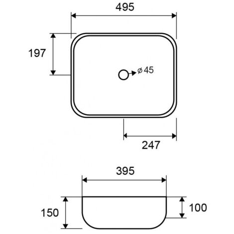 Vasque rectangulaire bleue à poser sans trou JEY 49x39,5x15 cm